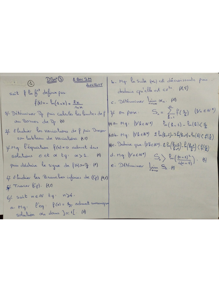 Devoir S maths n°3 | PDF