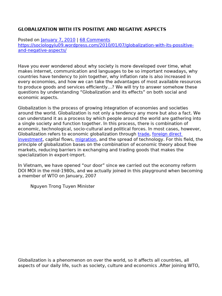 Globalization: Pros and Cons Explained | PDF | Globalization | Poverty