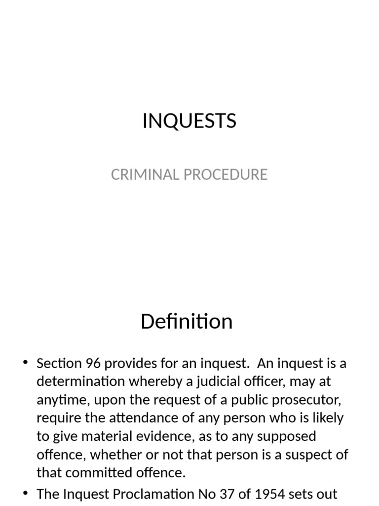 Inquest Procedures in Criminal Law | PDF