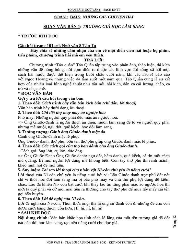 VĂN 8 - BÀI 5 - KNTT | PDF