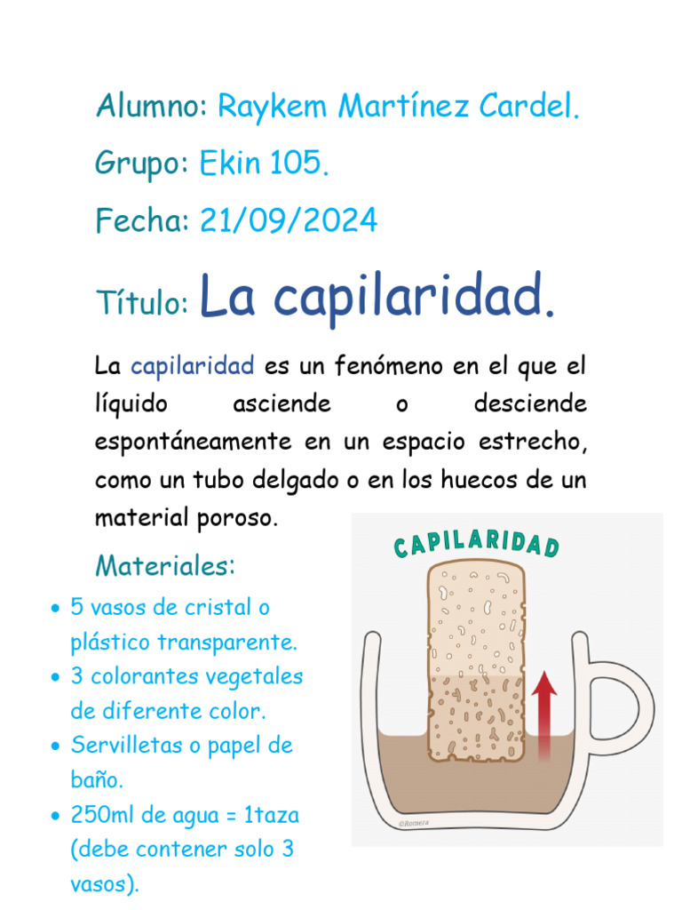 Capilaridad Química (Autoguardado) | PDF | Agua