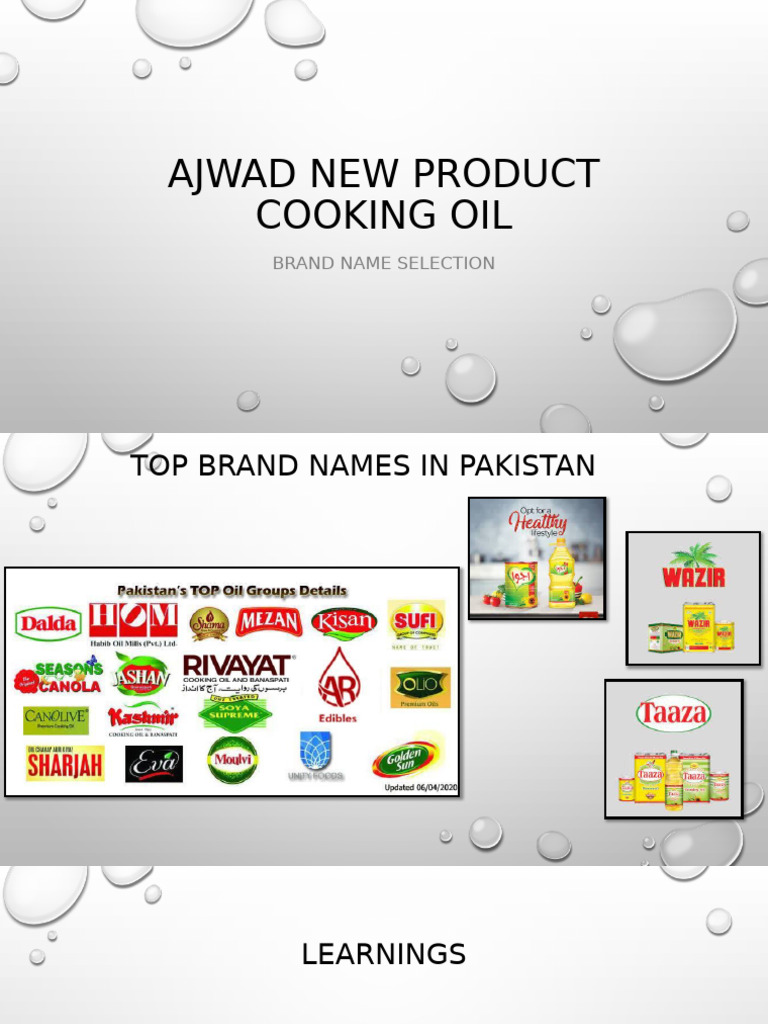 Top Cooking Oil Brand Names in Pakistan | PDF