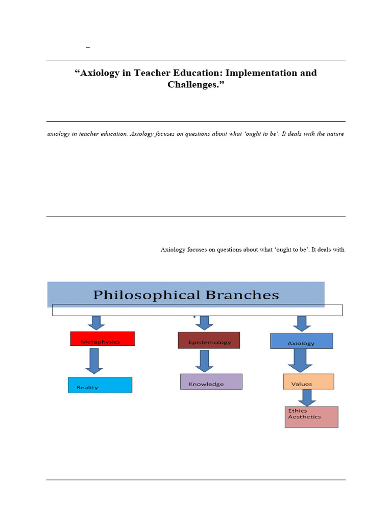 Axiology in Teacher Education - Implementation and Challenges | PDF ...