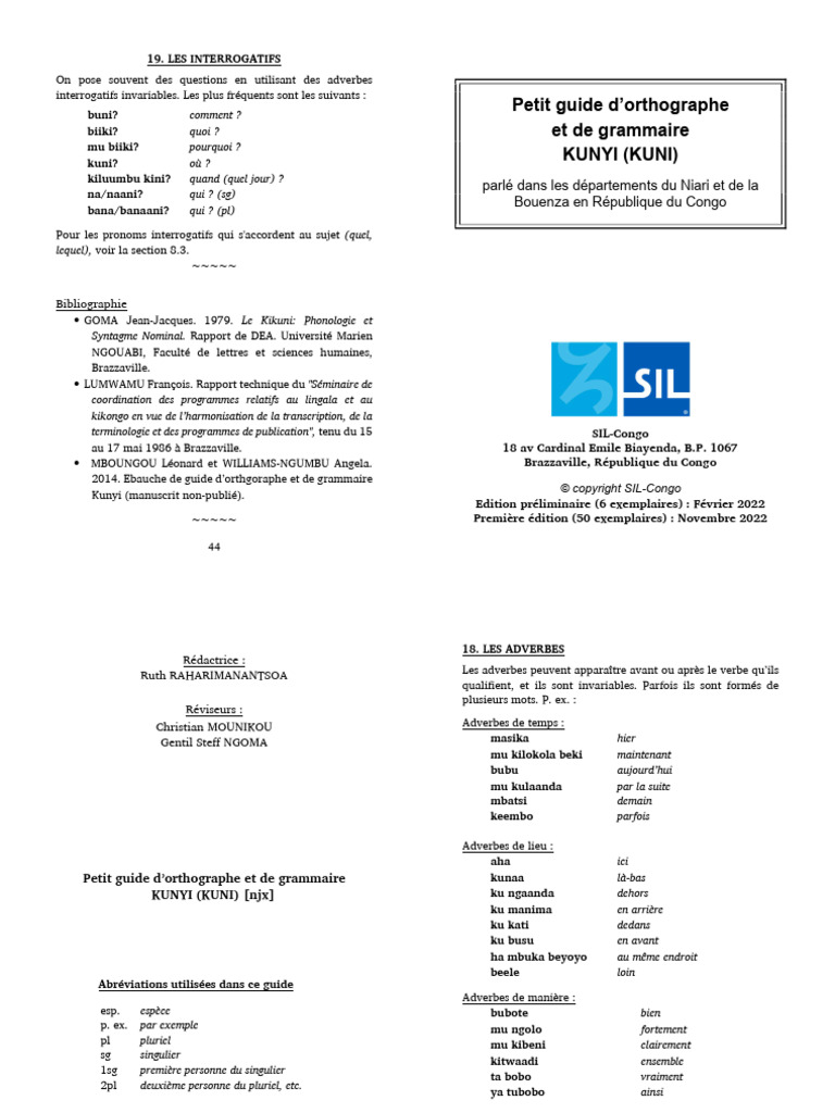 Petit Guide D Orthographe Et de Grammaire KUNYI 2022 | PDF | Langue à ...