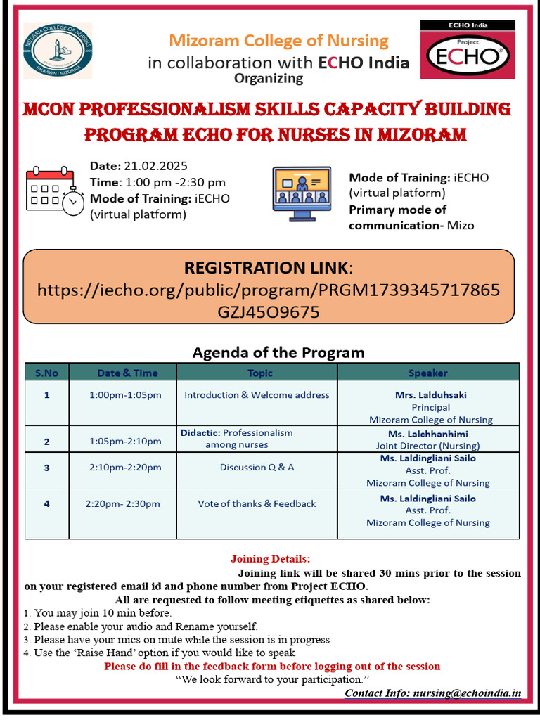 ECHO Nursing Program Registration Flyer | PDF | Communication