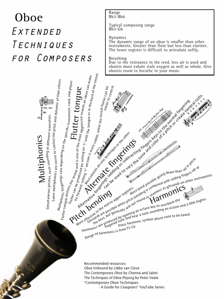 Oboe Extended Techniques for Composers | PDF | Oboe | Music Theory