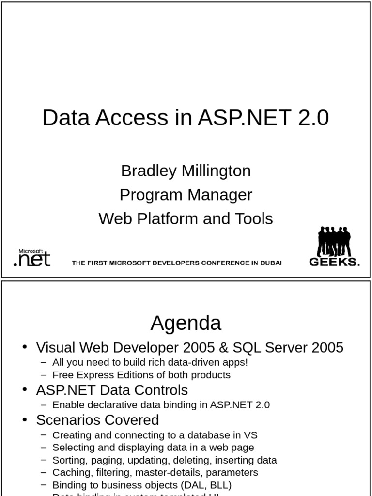 ASP.NET 2.0 Data Access Guide | PDF | Databases | Cache (Computing)