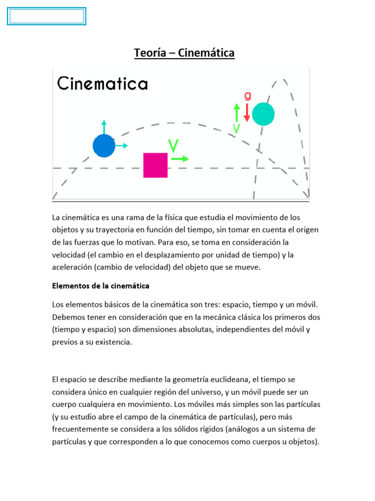 Teoria Cinematica | PDF | Cinemática | Velocidad