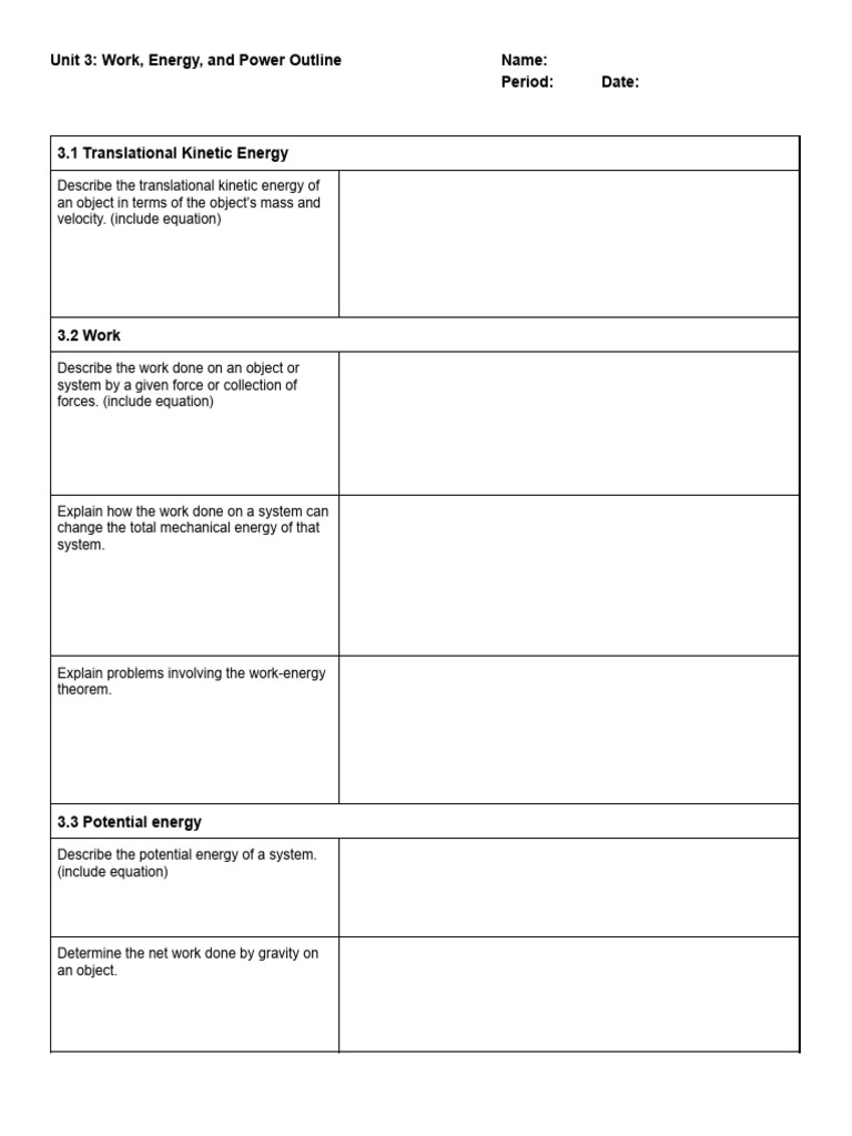 Work, Energy, and Power Overview | PDF