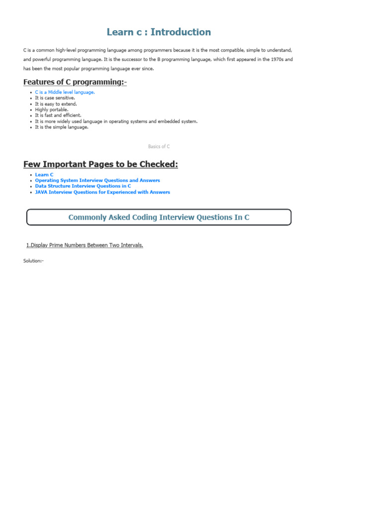 Coding Interview Questions In C Commonly asked _ PrepInsta | PDF ...