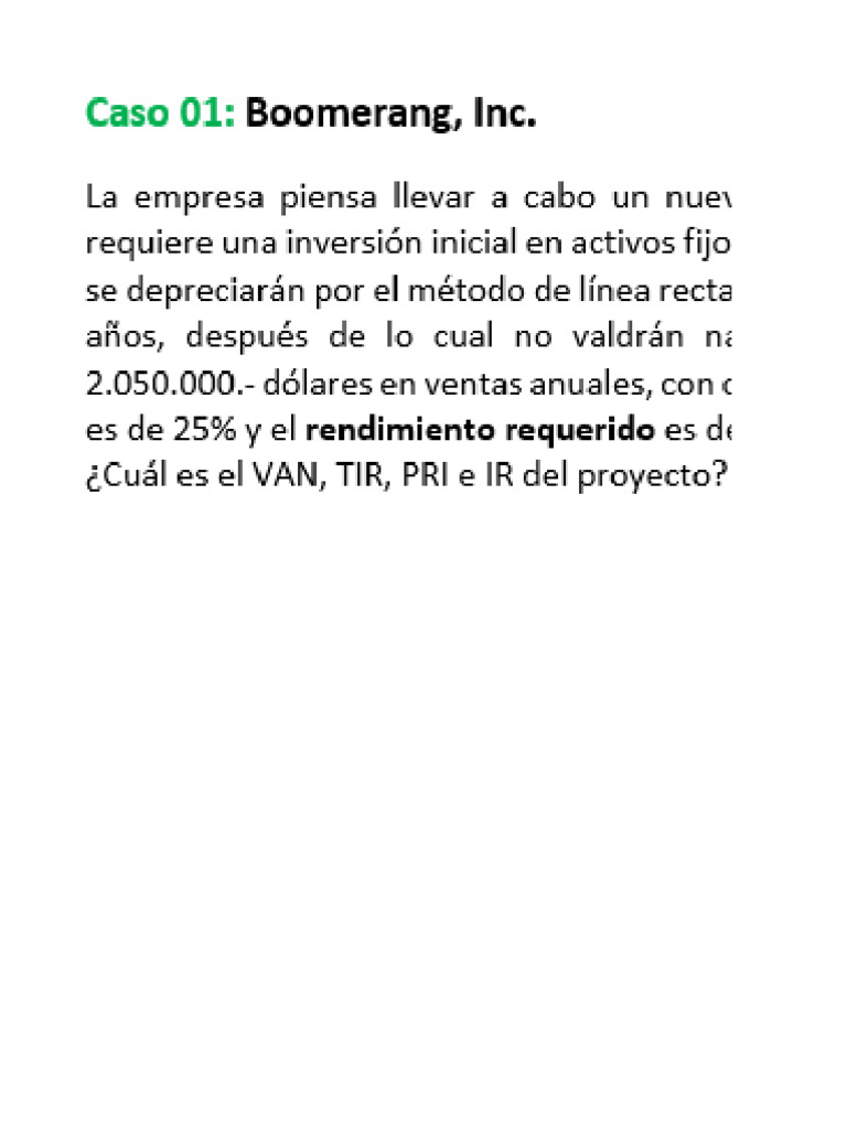 Análisis Financiero de Boomerang: Inversión y Flujos | PDF | Valoración ...