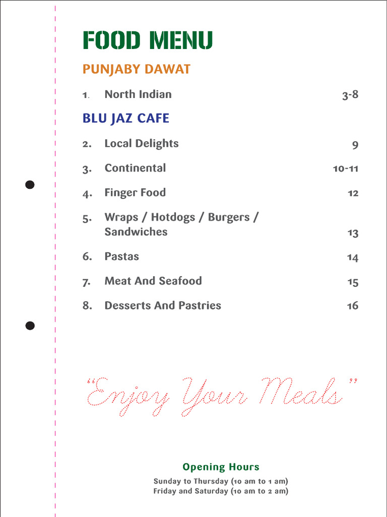 Blu Food Menu New | PDF