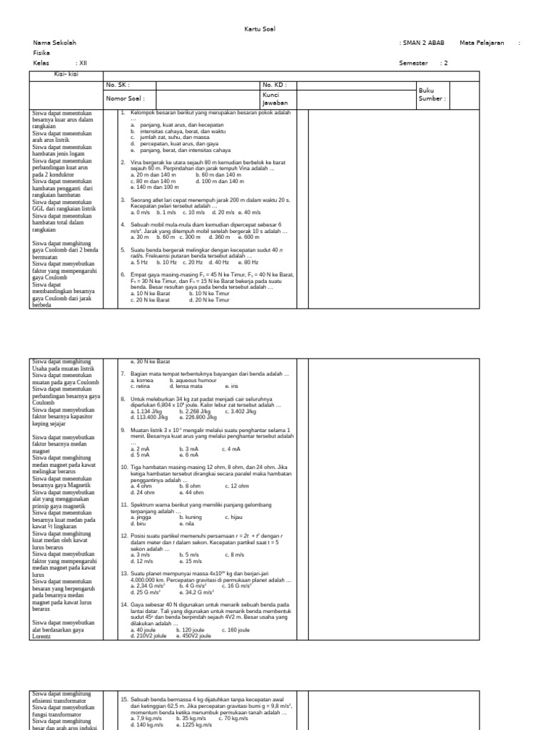 Kartu Soal USP | PDF