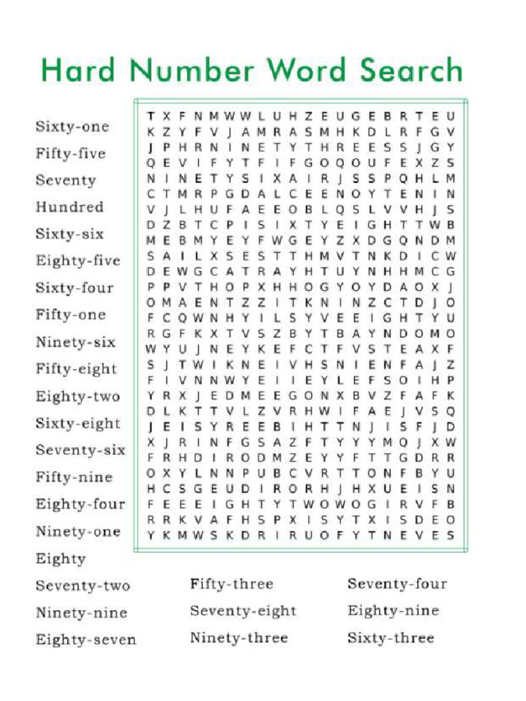 Numbers Word Search | PDF