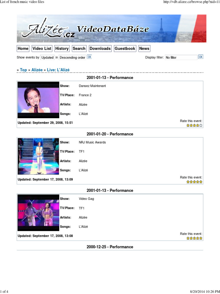 Alizee List of French Music Video Files - L'Alizé | PDF | Songs Written