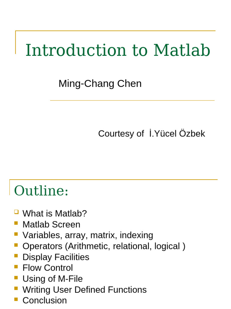 Introduction To Matlab-3 | PDF | Matrix (Mathematics) | Matlab