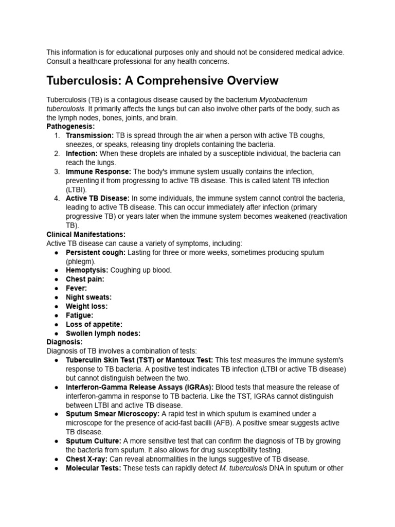 Tuberculosis, Various Molecular Methods For Th.. | PDF | Tuberculosis ...