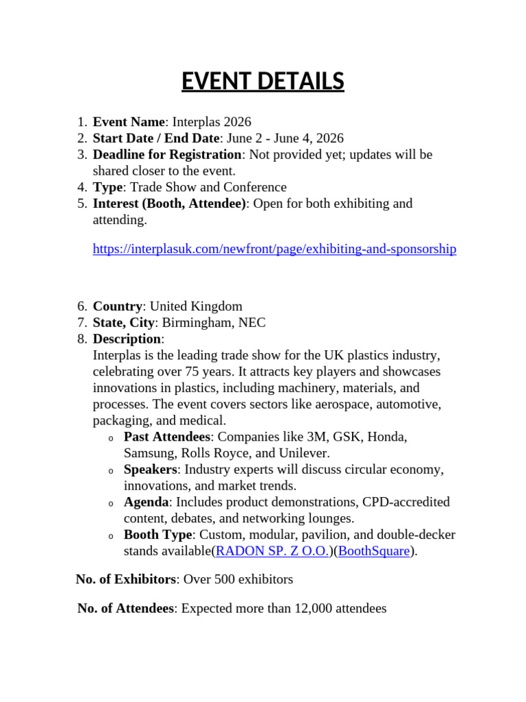 Interplas 2026 | PDF