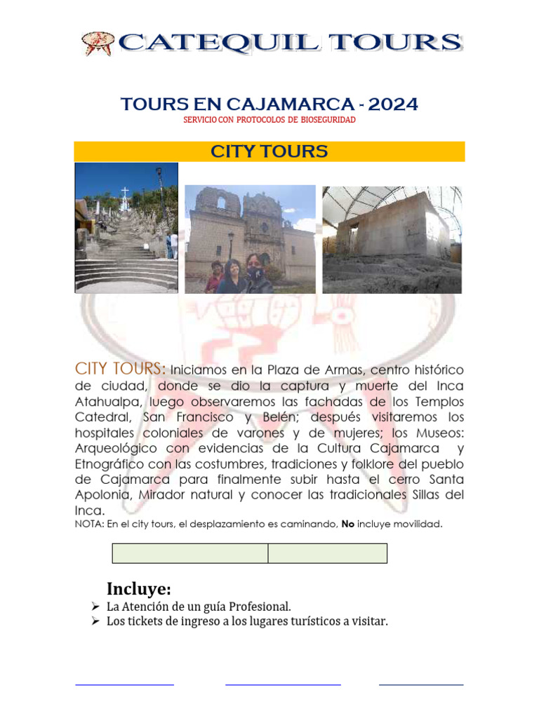 Tours y Atractivos en Cajamarca 2024 | PDF | Turismo | Agencia de viajes
