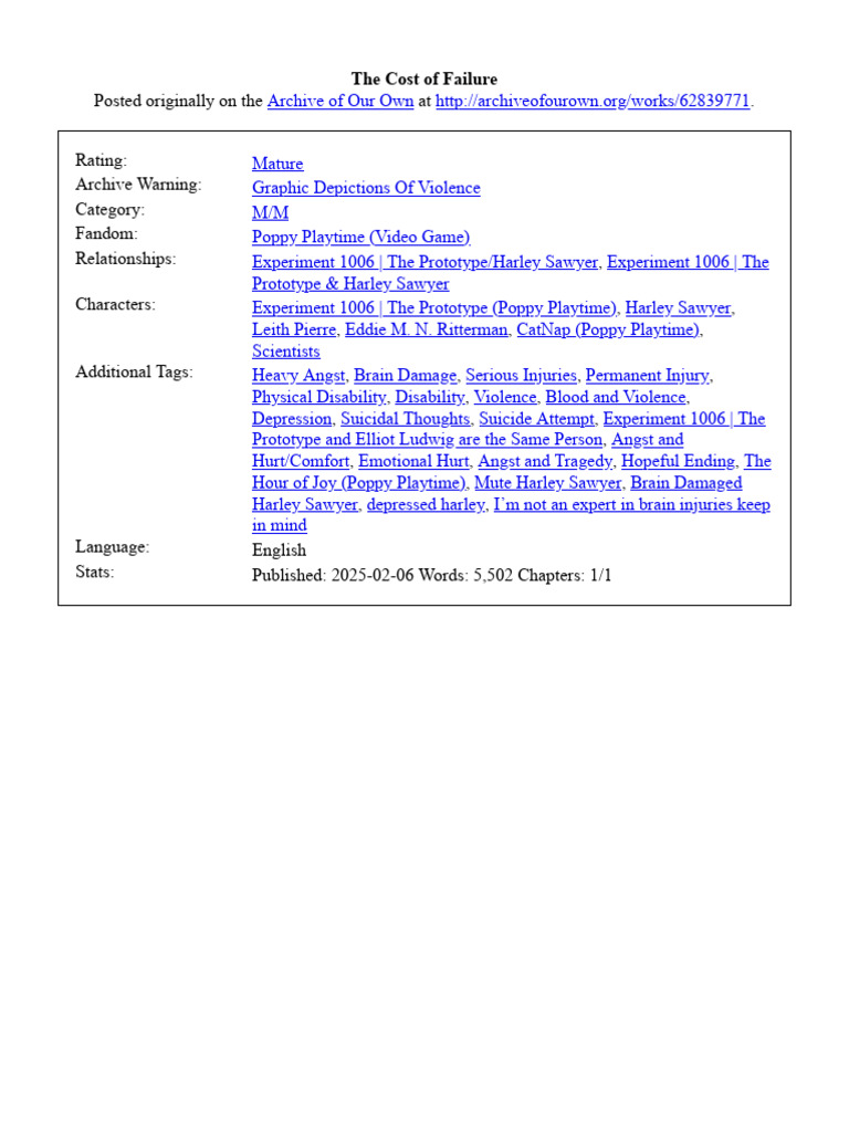 The Cost of Failure | PDF