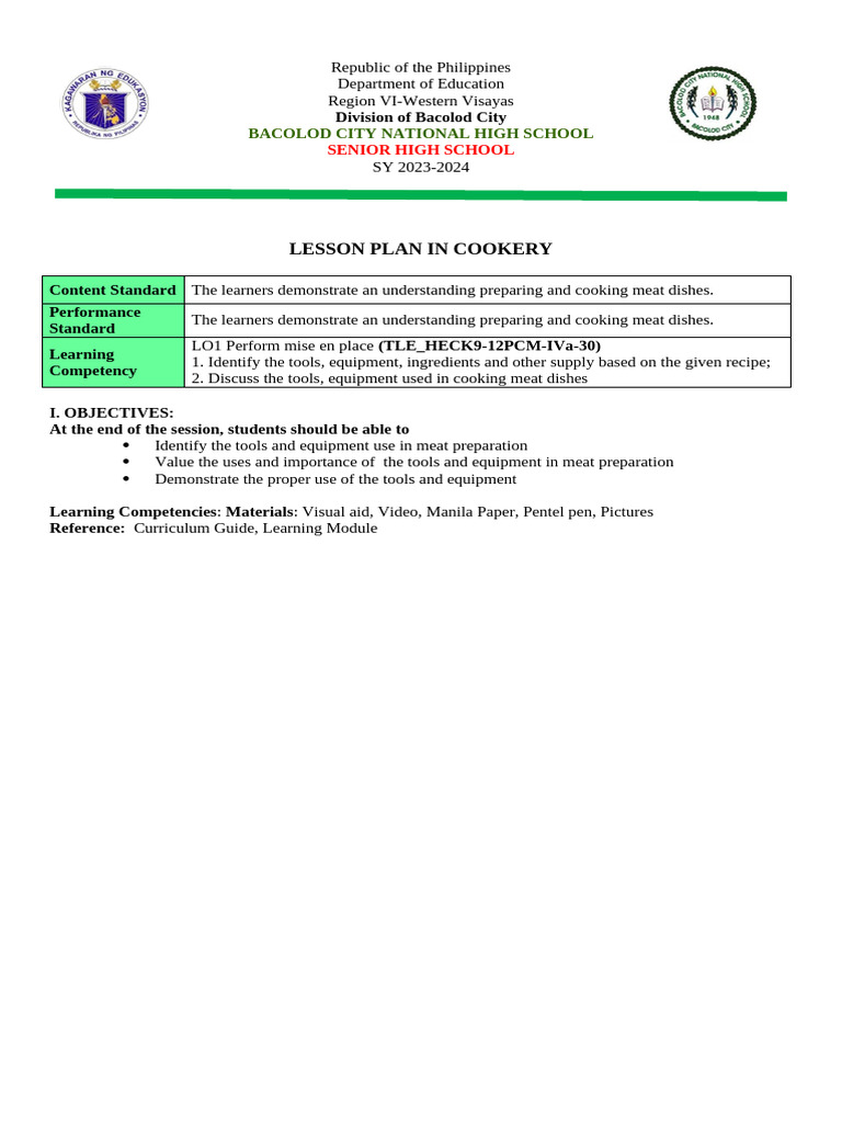 rpms-dlp-4th-grading-tvl | PDF | Meat | Beef