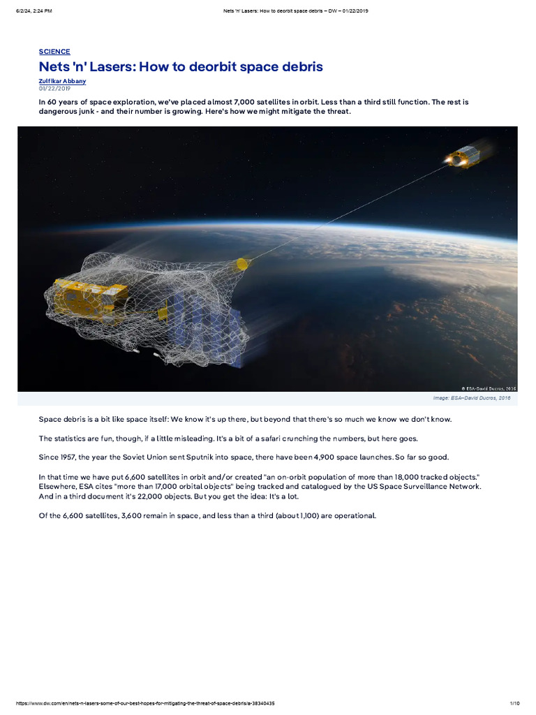 Nets 'n' Lasers_ How to deorbit space debris – DW – 190122 | PDF | Space Debris | Satellite