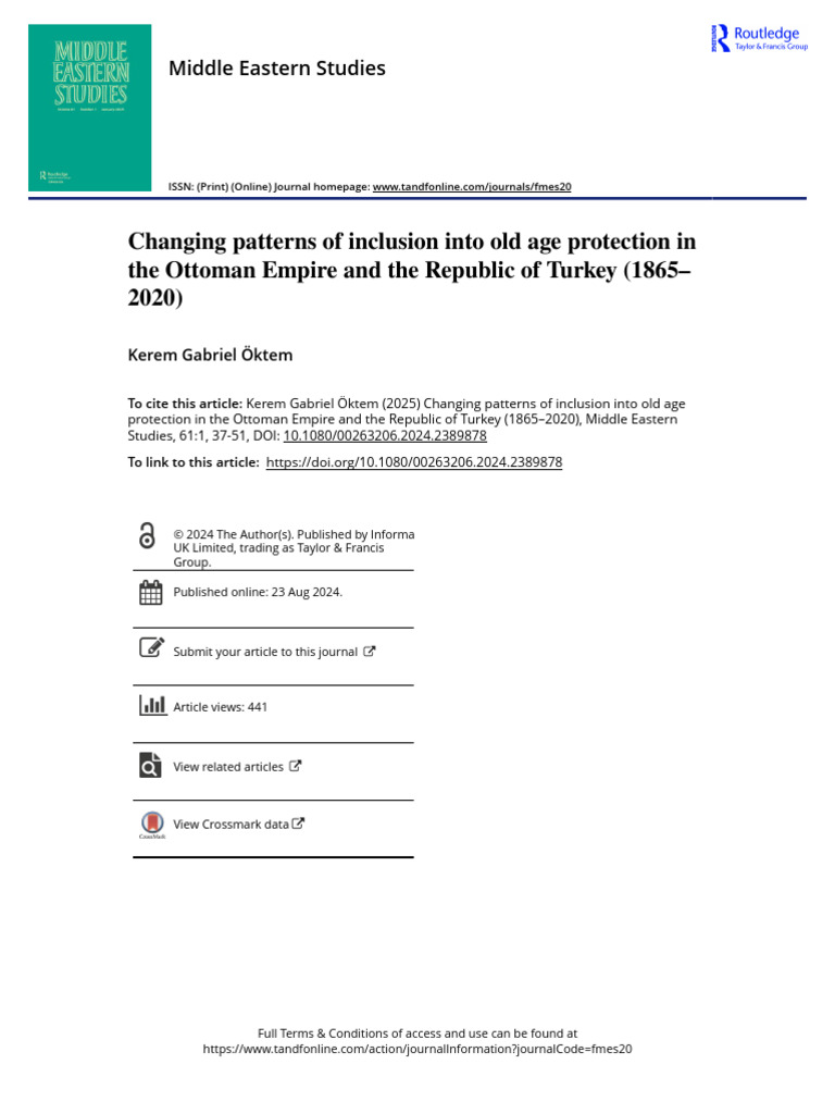 Changing patterns of inclusion into old age protection in the Ottoman ...