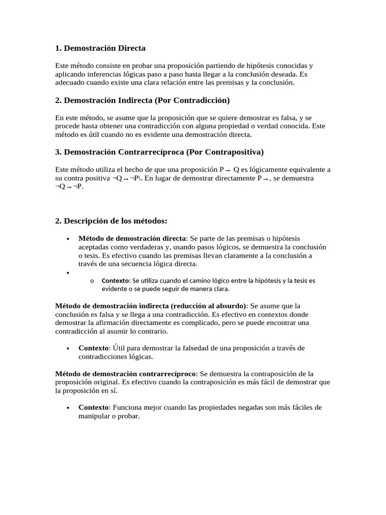 Métodos de Demostración Lógica | PDF | Prueba matemática | Proposición