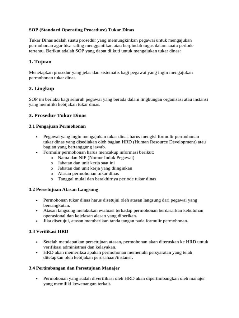 SOP tukar dinas | PDF