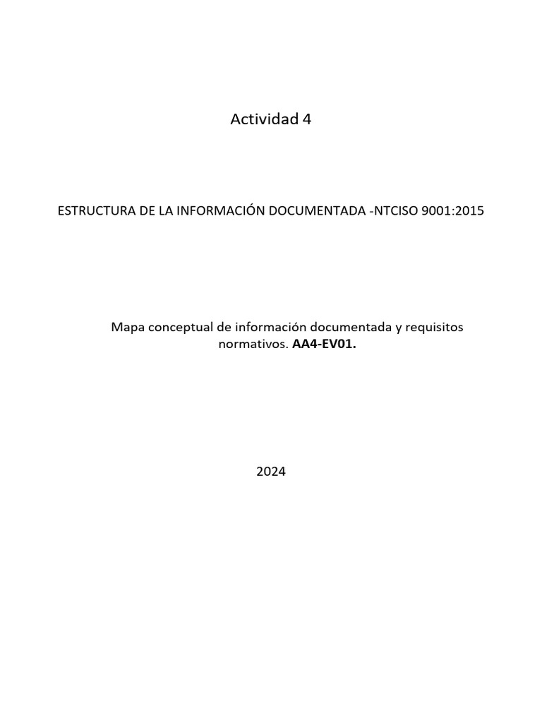 Actividad 4 Mapa Mental Informacion Documentada | PDF | Sistema de manejo de calidad | Planificación