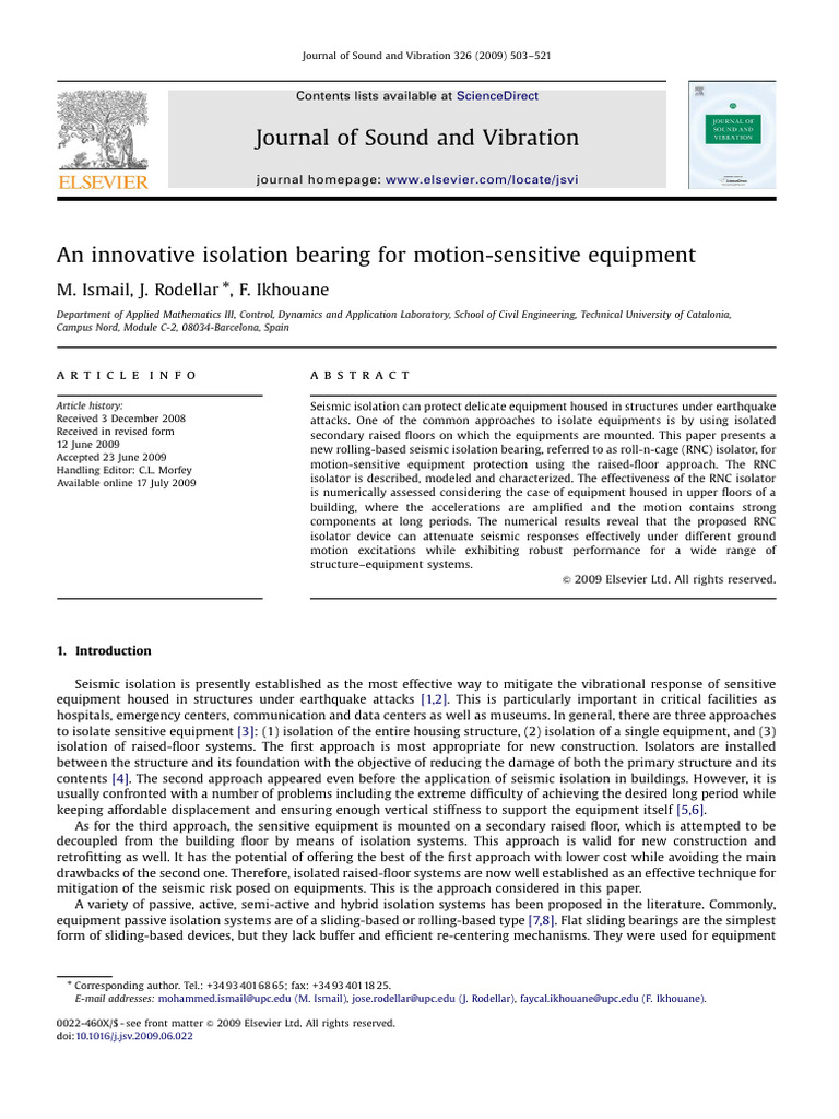 An Innovative Isolation Bearing For Motion-Sensitive Equipment | PDF ...