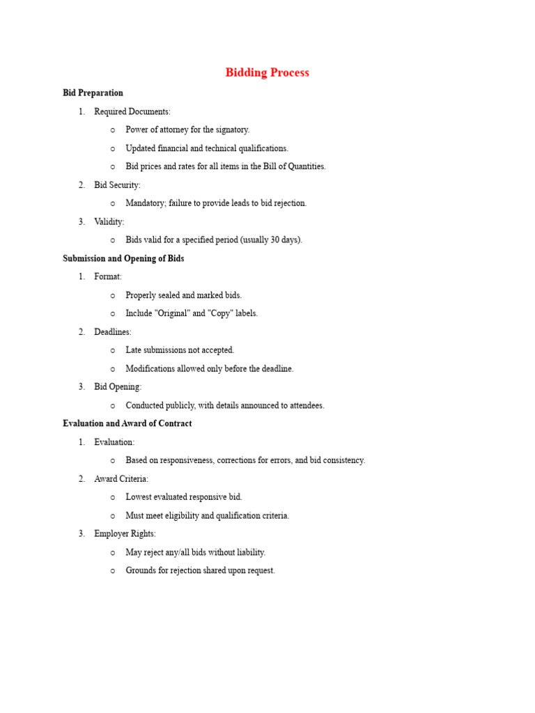 Comprehensive Guide to Bidding Process | PDF | General Contractor ...