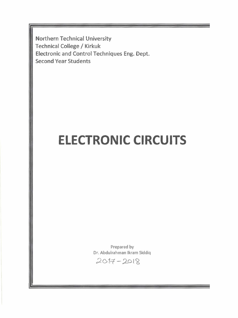 Electronic Circuit Lecture Note | PDF | Amplifier | Electricity