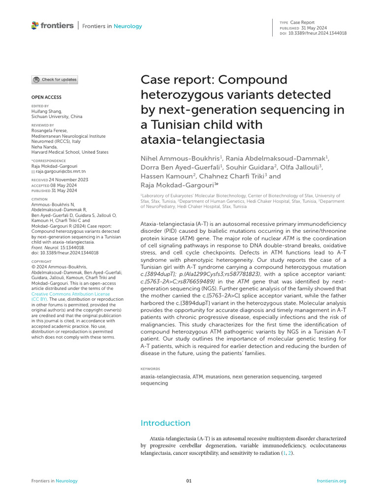 Case Report Compound Heterozygous Variants Detecte | PDF | Dna Sequencing | Mutation