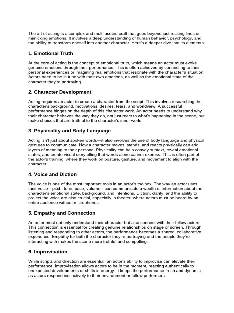 The Art of Acting Is A Complex and Multifaceted Craft That Goes Beyond ...