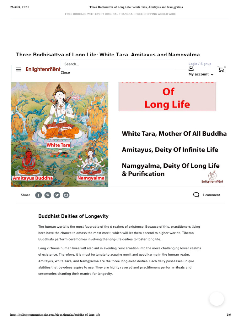Three Bodhisattva of Long Life: White Tara, Amitayus and Namgyalma | PDF | Tibetan Buddhism | Mantra