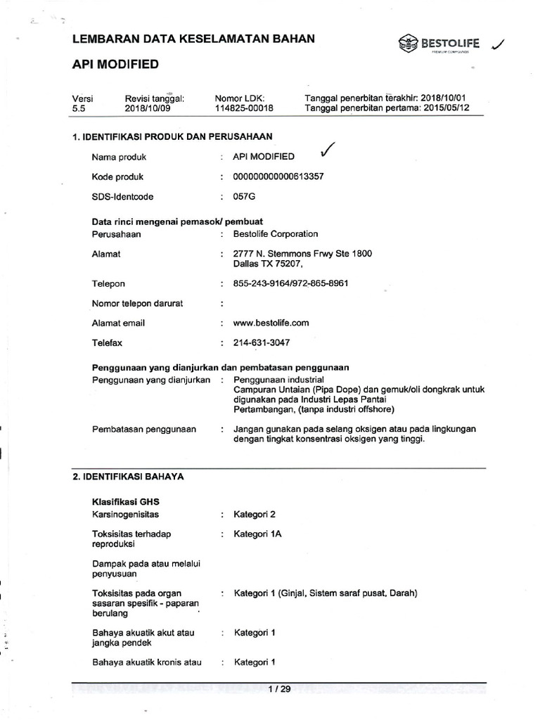 Bestolife - MSDS | PDF