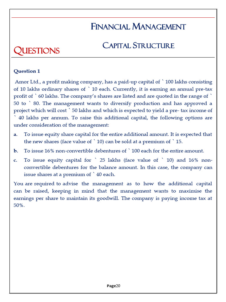 Capital Structure Financing Strategies | PDF | Capital Structure | Cost ...