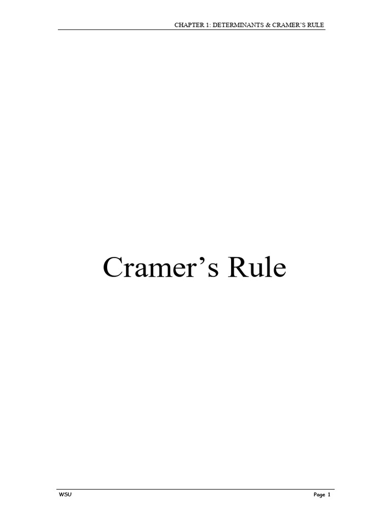 Chapter 1 Determinants & Cramer's Rule | PDF | Determinant | Matrix ...