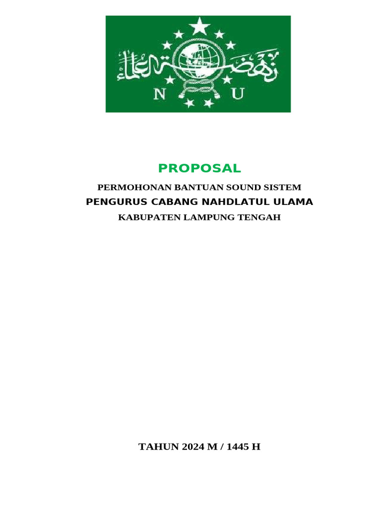 PROPOSAL NU Permohonan Bantuan Sound System | PDF