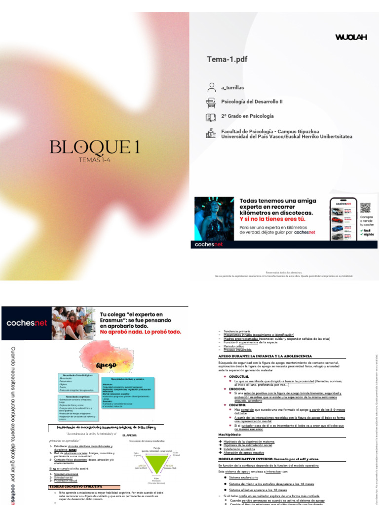 BLOQUE 1 (1) Merged Organized DOBLE | PDF | Teoría de apego | Sicología