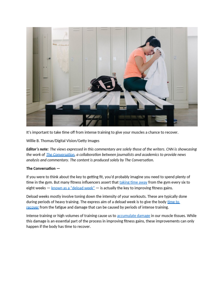 HEALTH Why You Should Take A Week Off From Working Out, According To ...