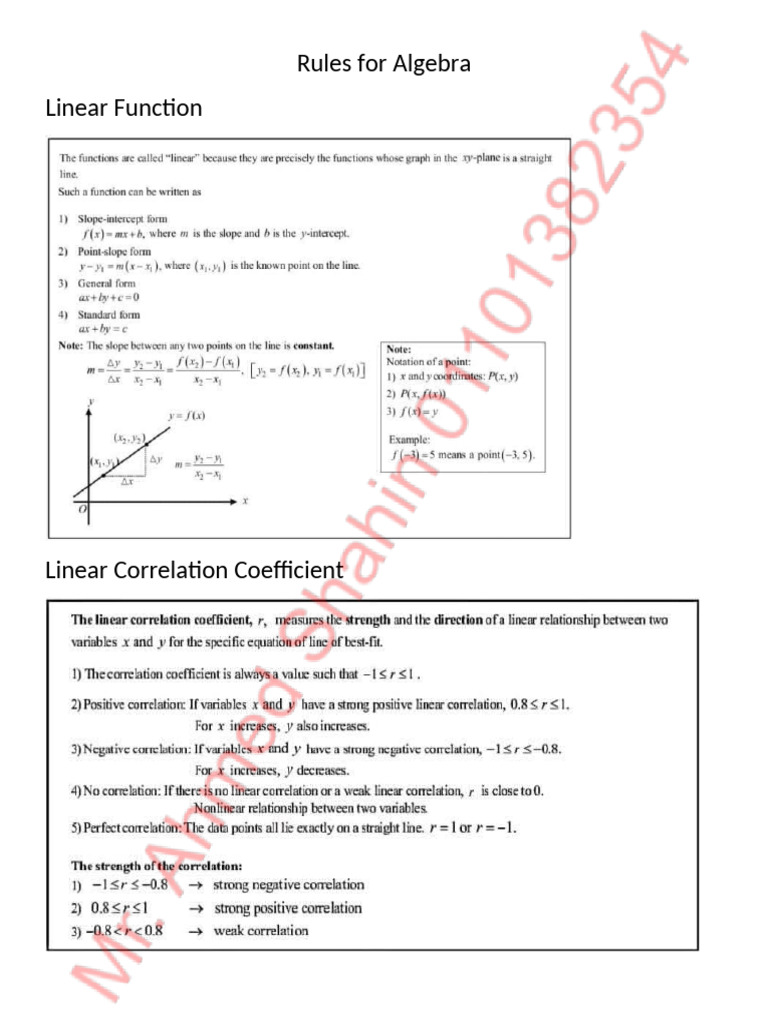 Algebra Rules and Concepts Guide | PDF