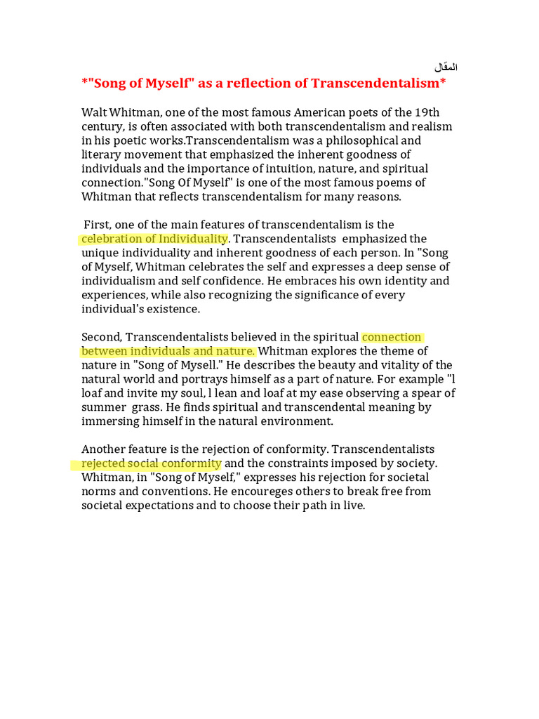 الادب الامريكي | PDF | Transcendentalism | The Raven