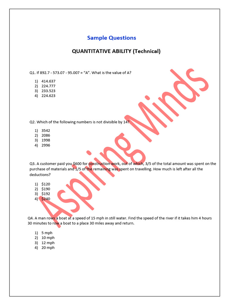Sample-Ques Quantitative-Ability Tech | PDF
