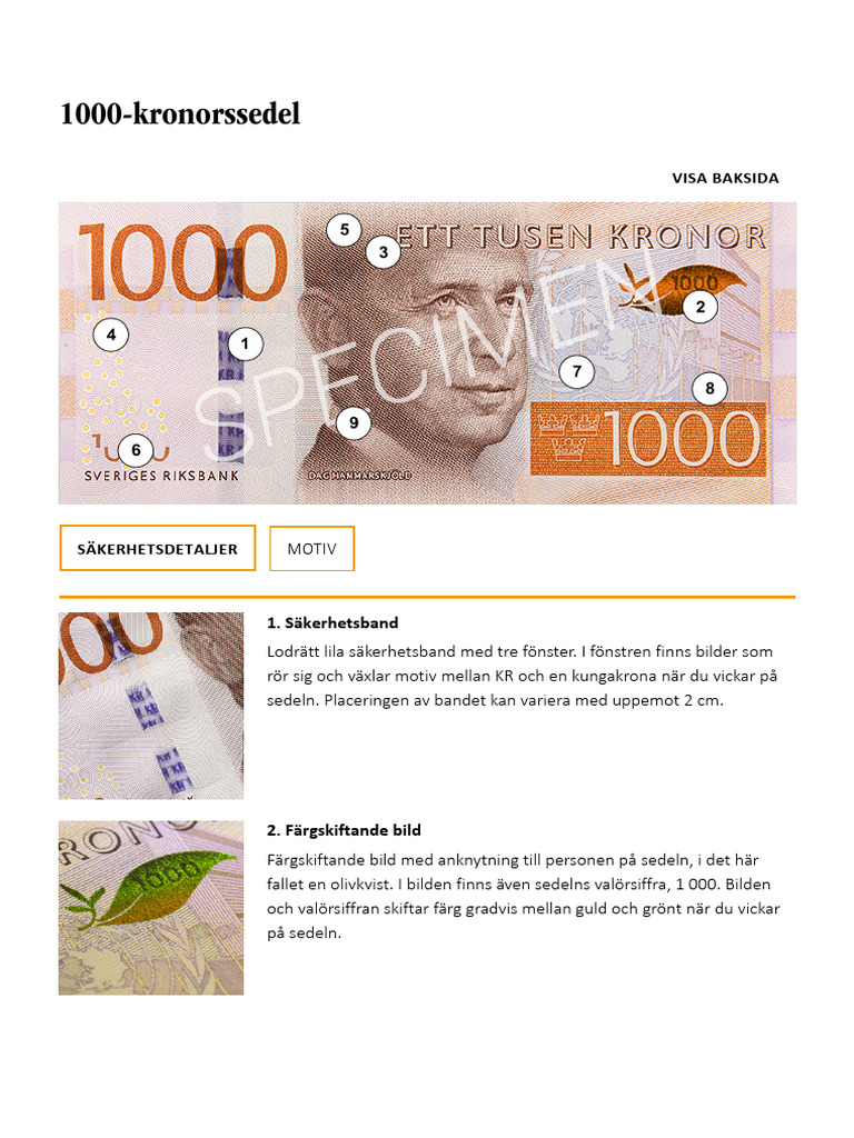Qr0150-1000-Kronorssedel - Sveriges Riksbank | PDF
