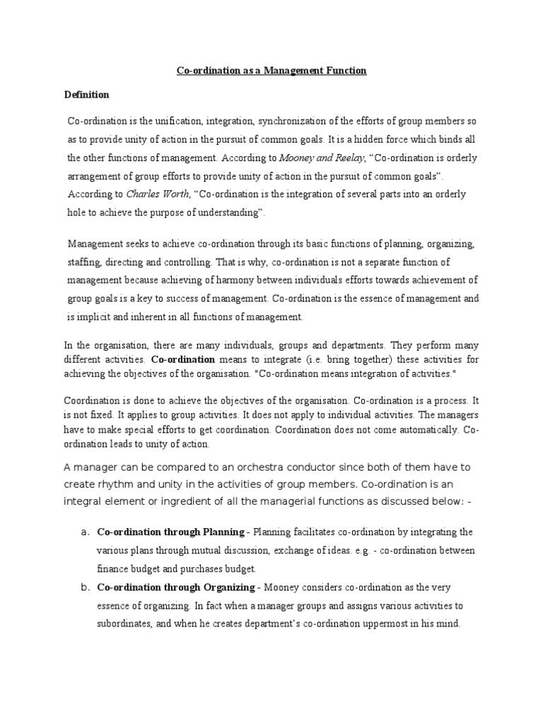 Coordination - Doc Final | PDF | Leadership | Team Building