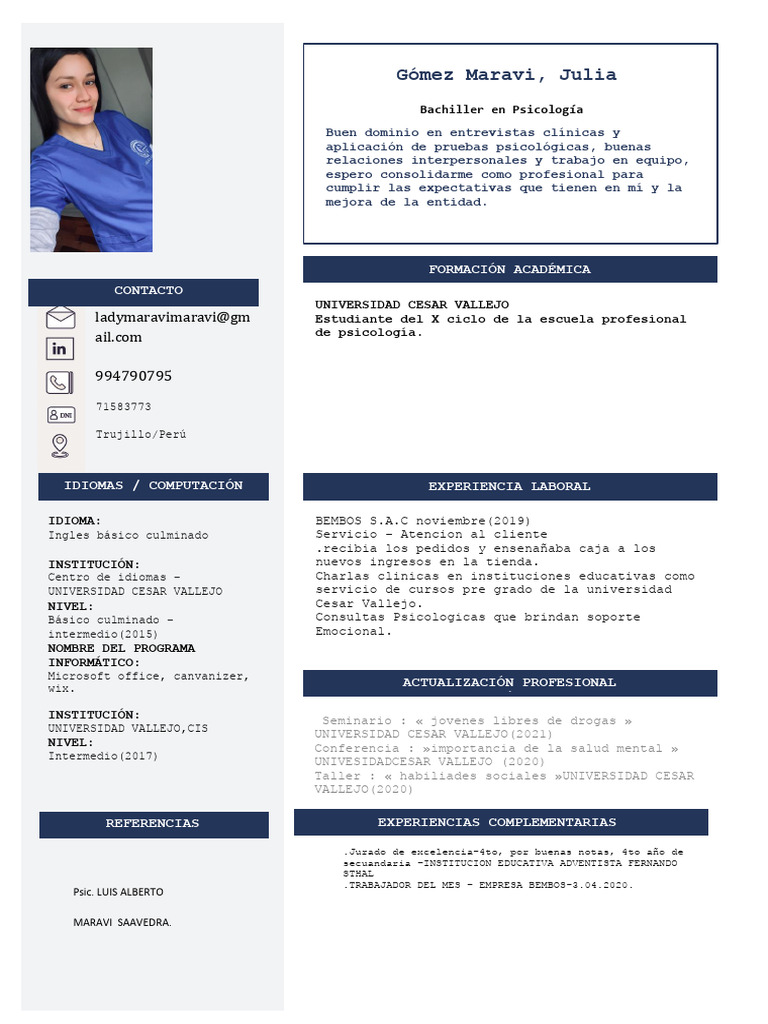Gomez Maravi Julia CV | PDF | Sicología