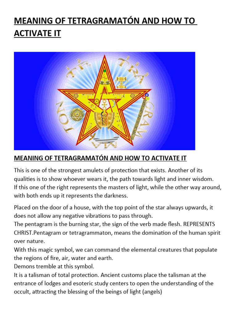 Tetragrammaton: Meaning and Activation Guide | PDF | Amulet ...