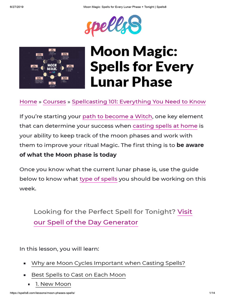 Moon Magic: Spells by Lunar Phase | PDF | Moon | Planetary Science